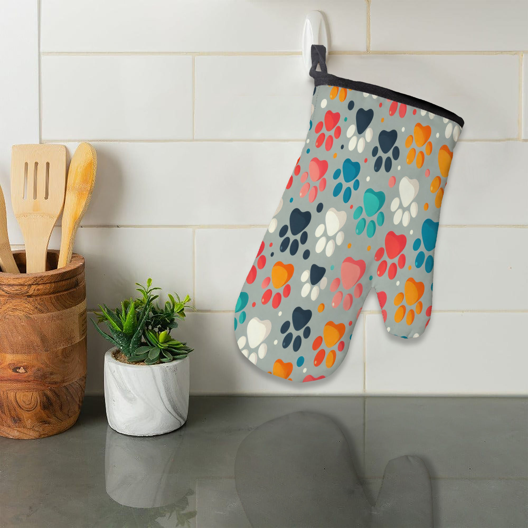 MentionedYou Adorable Paw Marks Oven Mitt Cotton Twill | Wayfair
