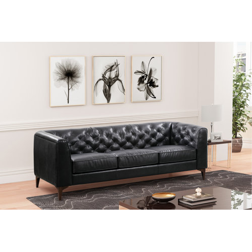 Black Leather Sofas You'll Love | Wayfair