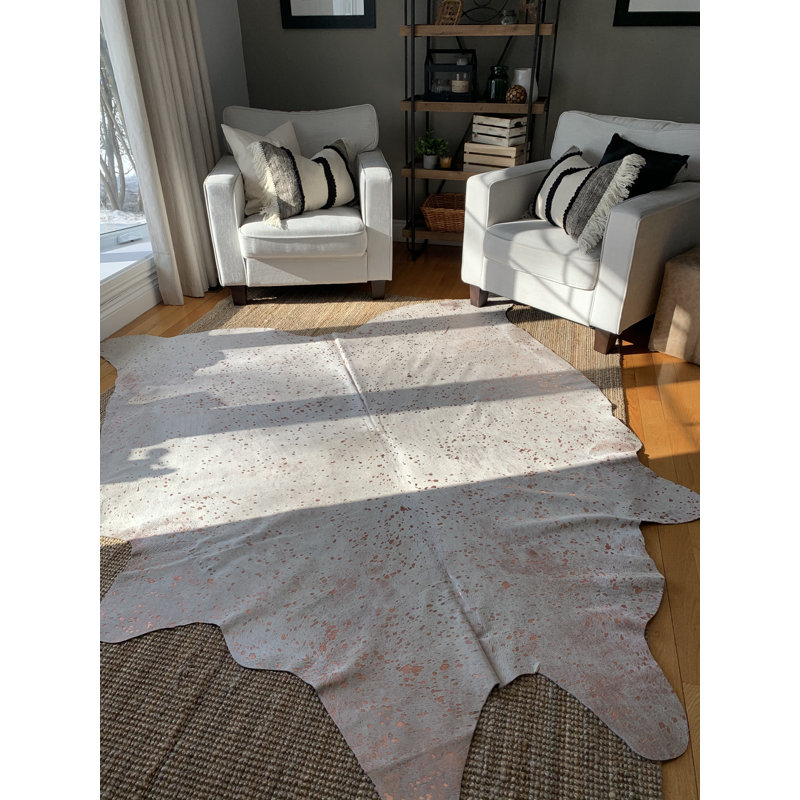 Foundry Select Lemos Rose Gold Metallic Cowhide Rug | Wayfair