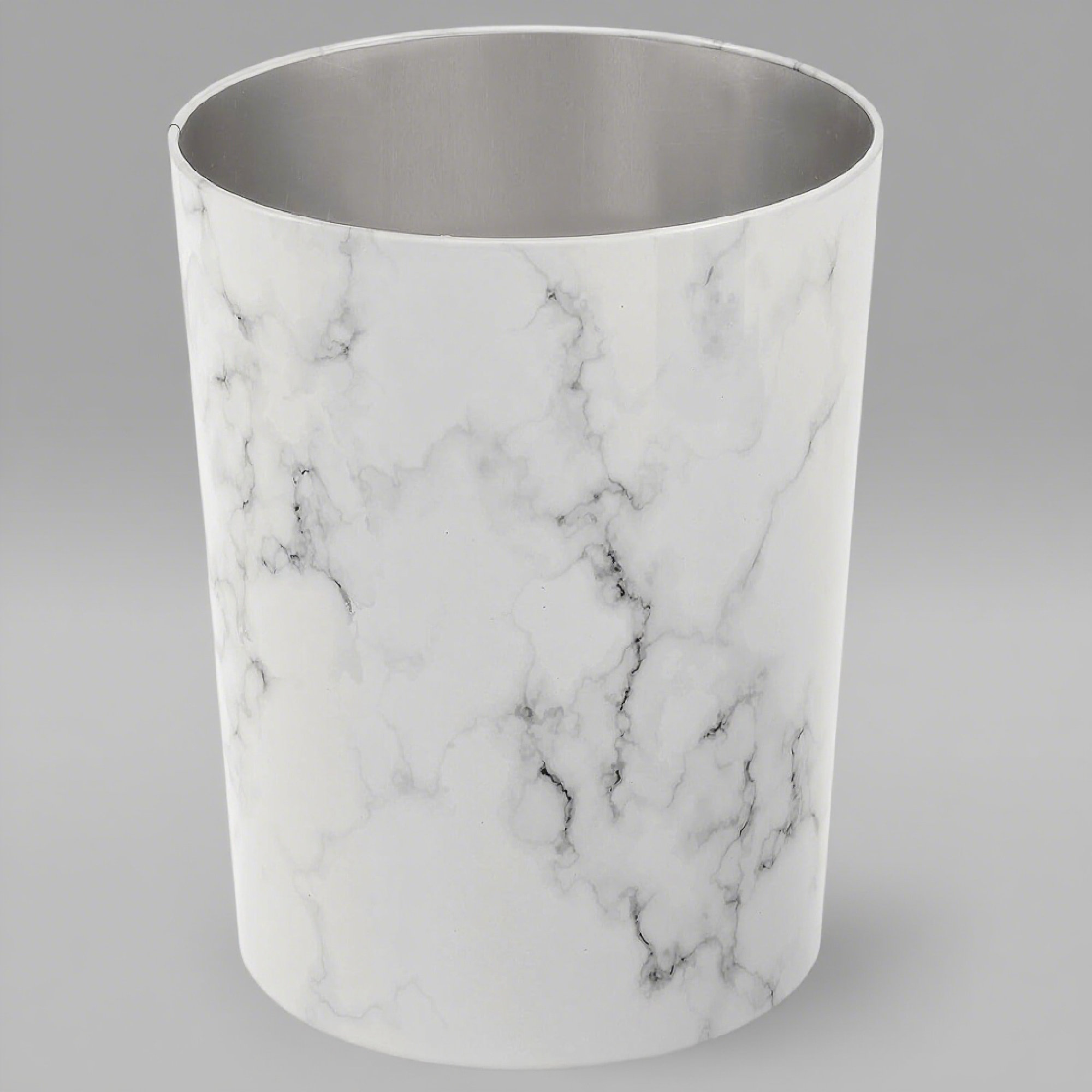 INTEGATOIC LLC White Marble Trash Can And Waste Basket - 1.7 Gallon ...