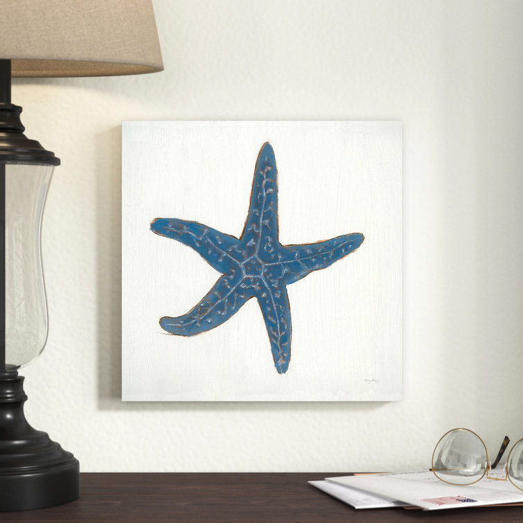 Sand & Stable Navy Starfish by Emily Adams - Wrapped Canvas Painting ...