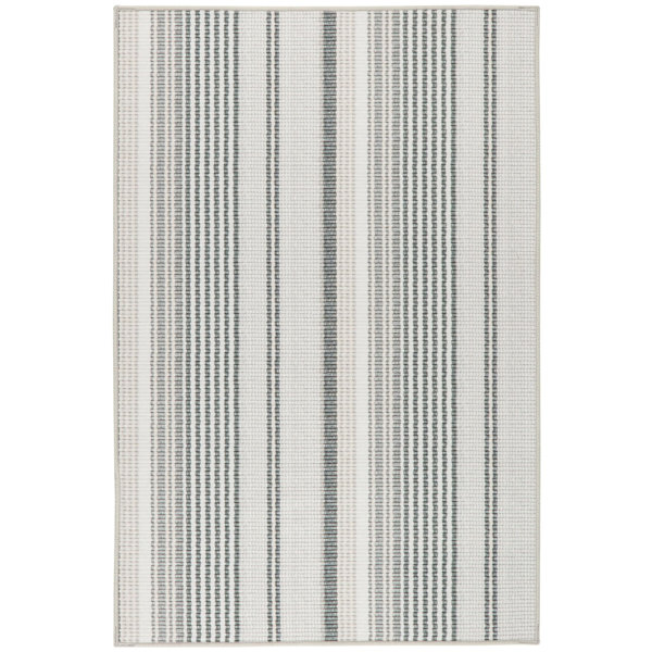 Dash and Albert Rugs Gradation Ticking Grey Machine Washable Rug ...