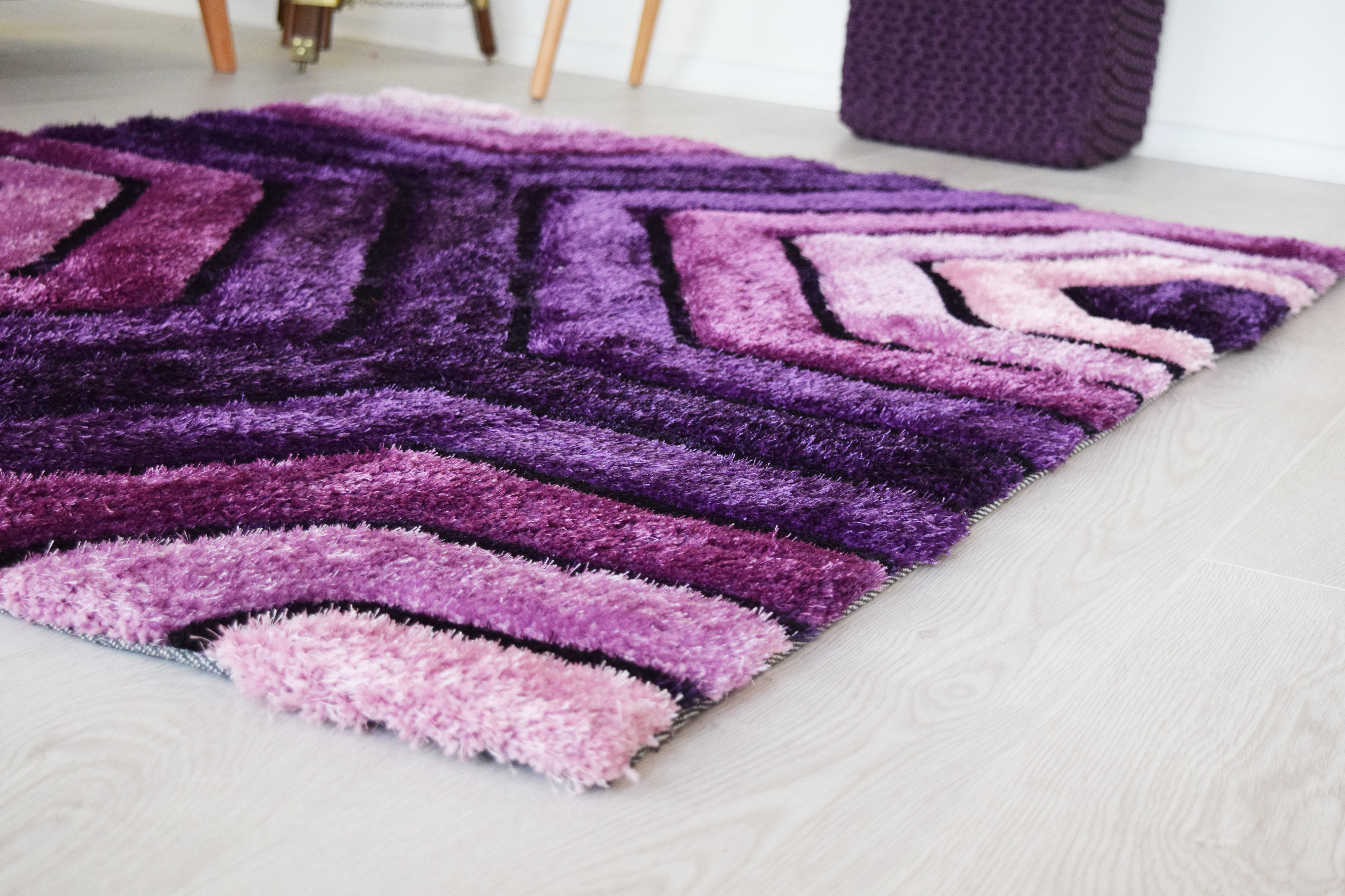 Bravich Hawaii Tides 3D Hand Tufted Shaggy Rug Purple | Wayfair.co.uk