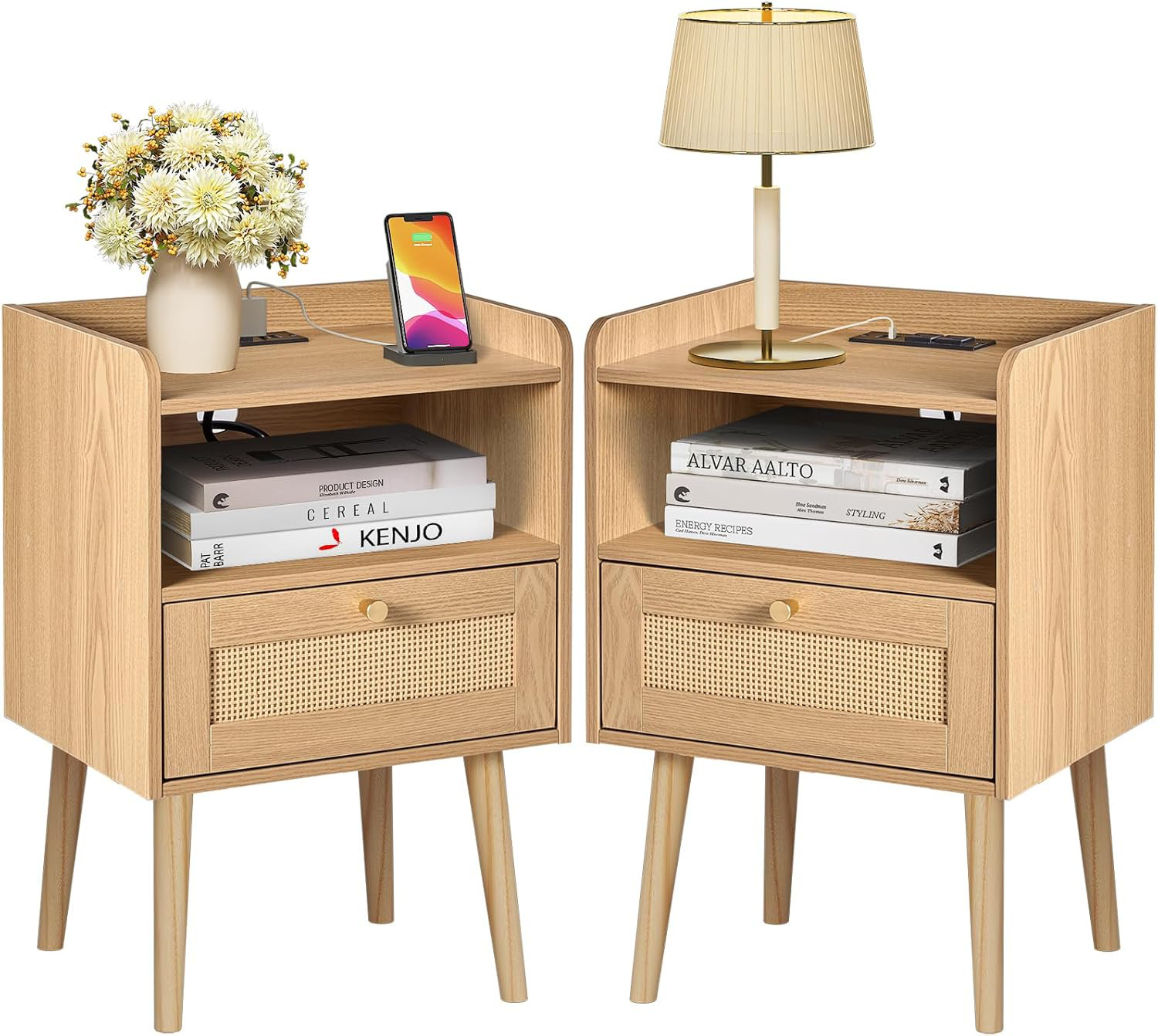 Bayou Breeze Bedside Tables with Charging Station | Wayfair