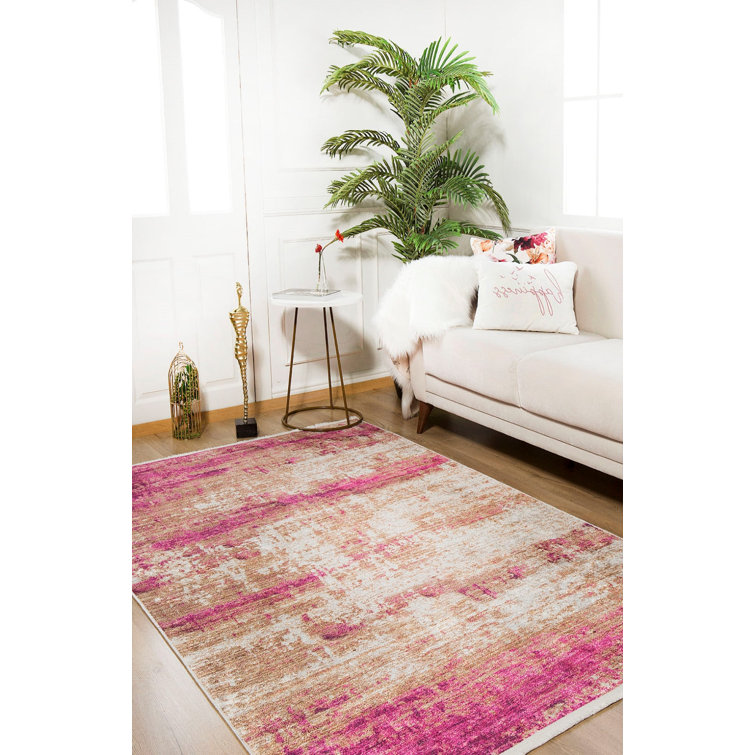 Williston Forge Poche Modern Machine Woven Pink Area Rug | Wayfair.co.uk
