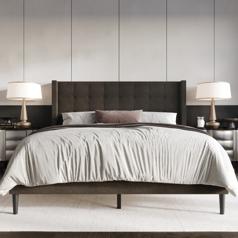 Ebern Designs Upholstered Low Profile Wingback Bed & Reviews | Wayfair
