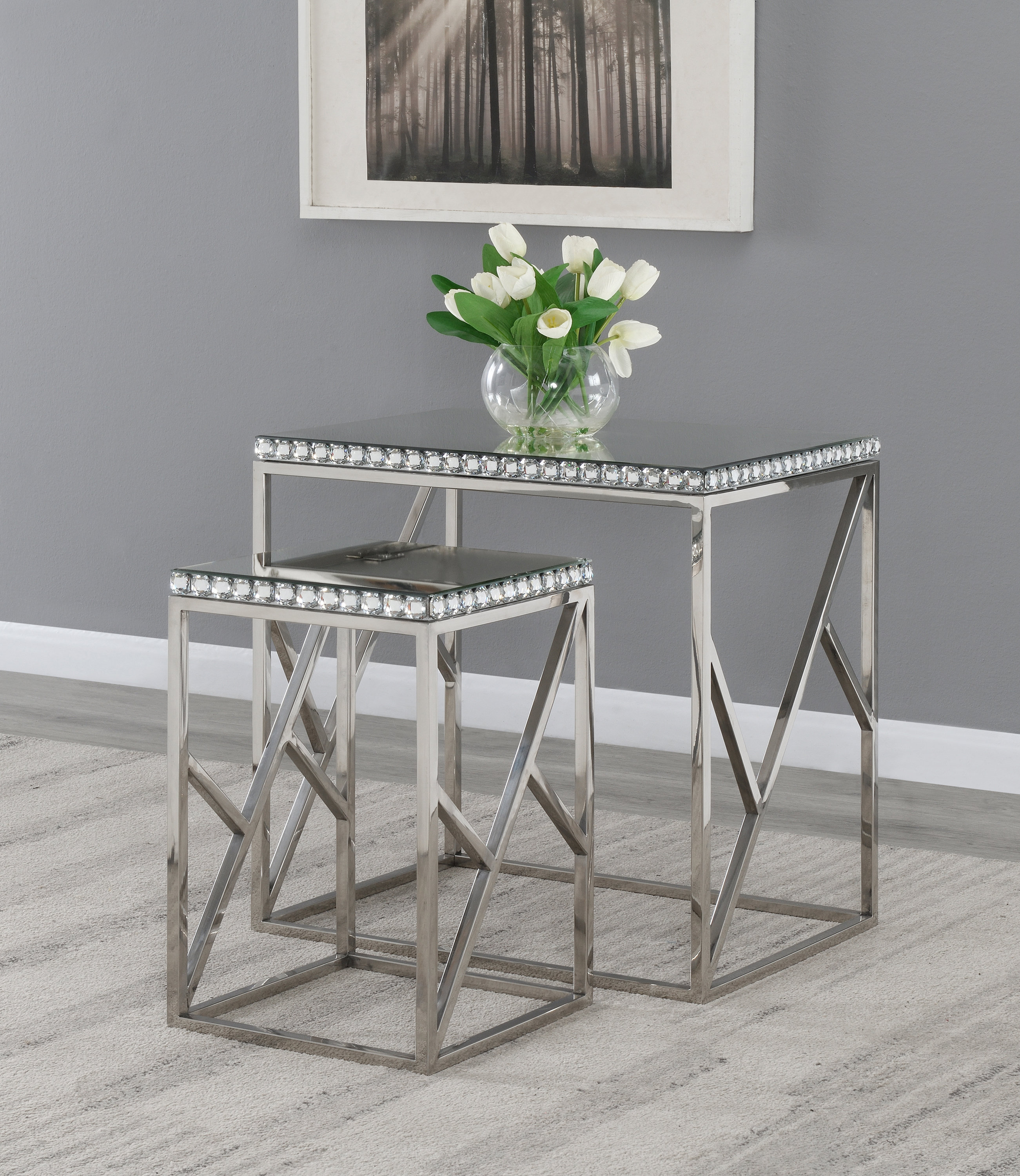 Everly Quinn Stainless Steel Nesting End Tables in Silver | Wayfair