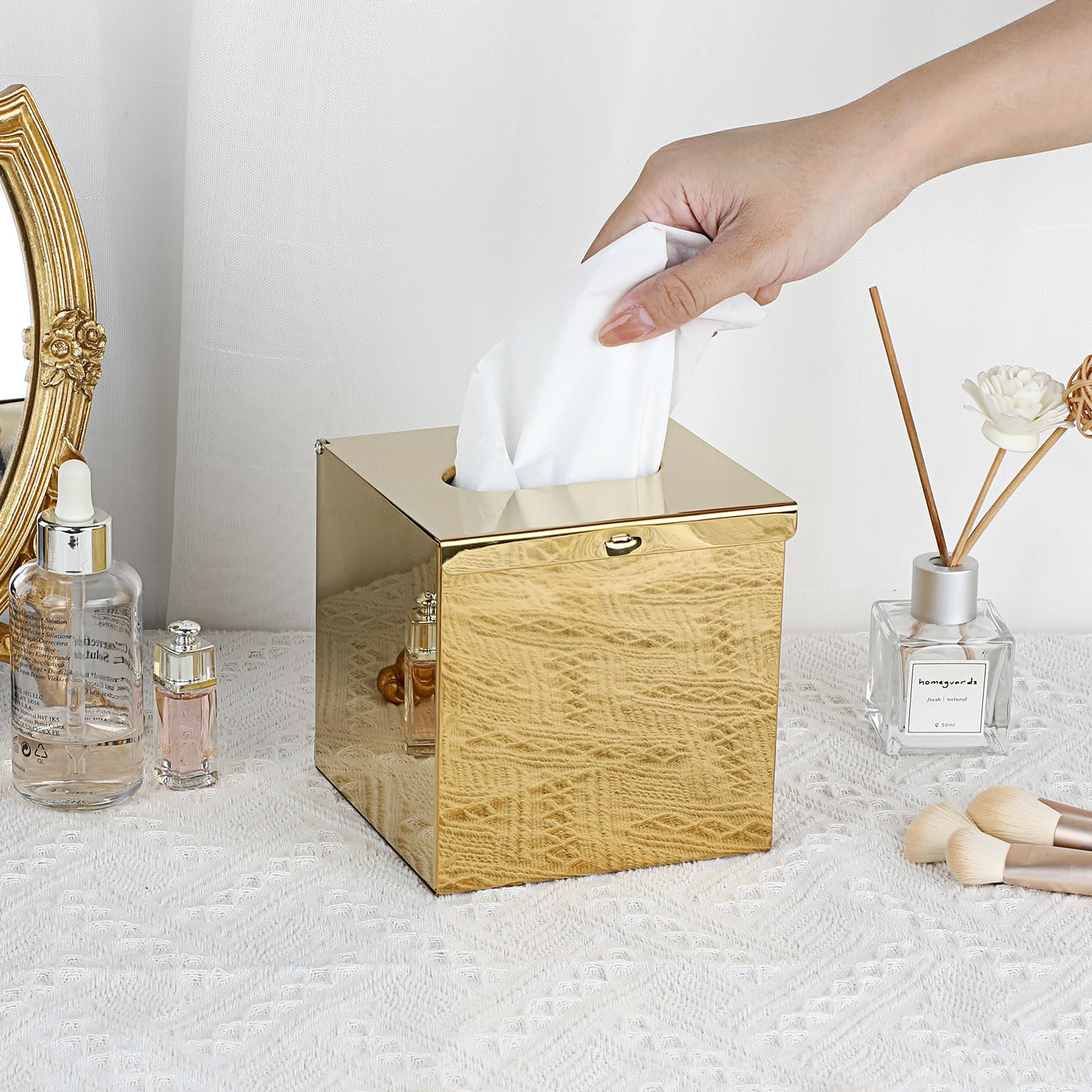 Brayden Studio® Fashion Tissue Box Cover Square Stainless Steel Tissue ...