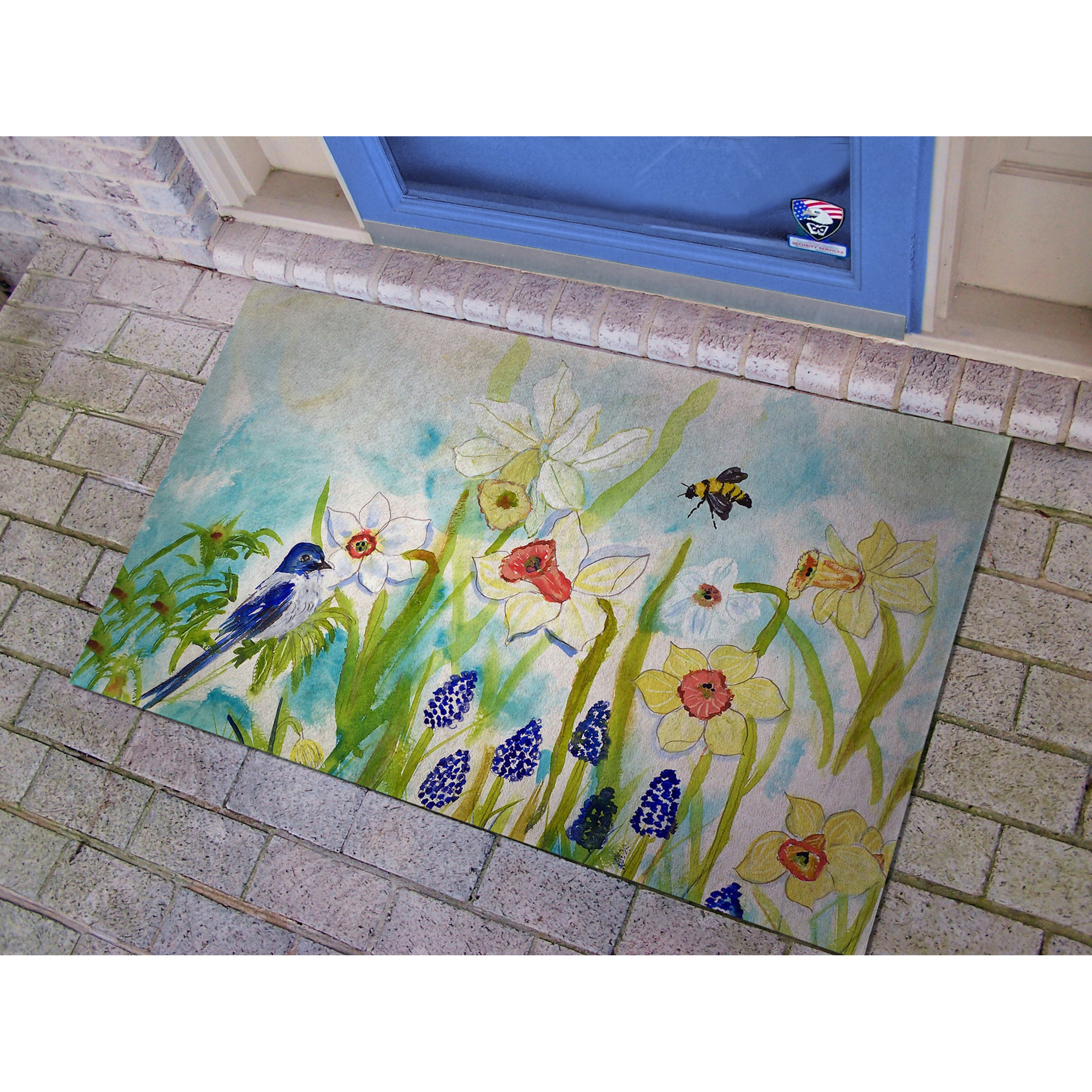 August Grove Ollis Bird and Daffodil Non-Slip Indoor Door Mat - Wayfair ...