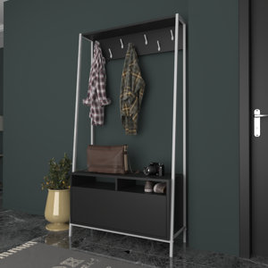 Wade Logan® Andreous Iron Hall Tree with Shoe Storage & Reviews | Wayfair