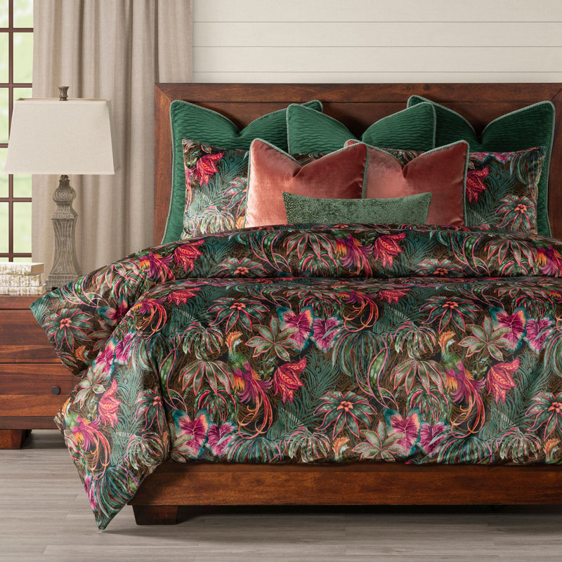 Smithsonian Tropical Floral Print Velvet Duvet Cover & Insert Set ...