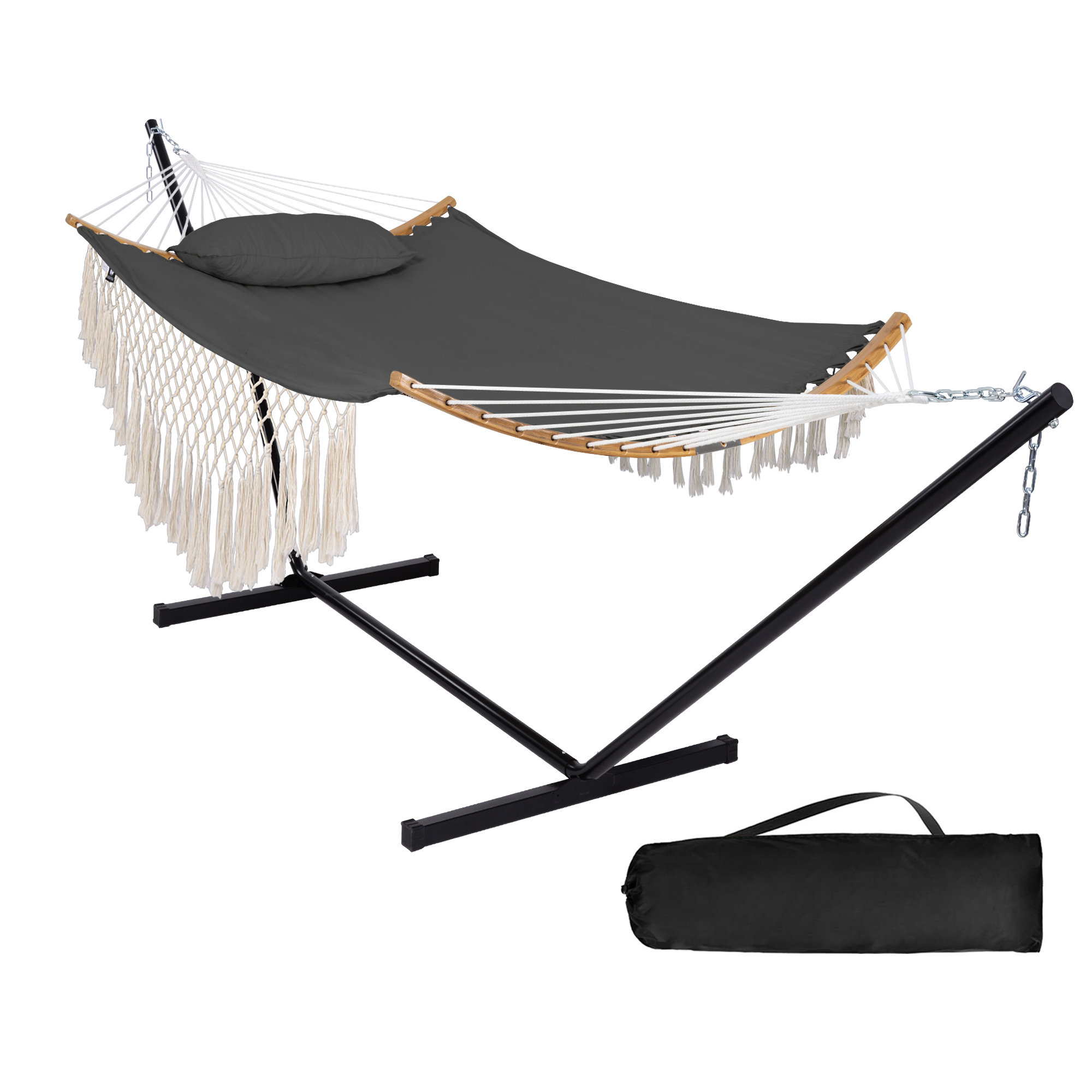 Dakota Fields Shingadia Portable Double Spreader Bar Hammock with Stand ...