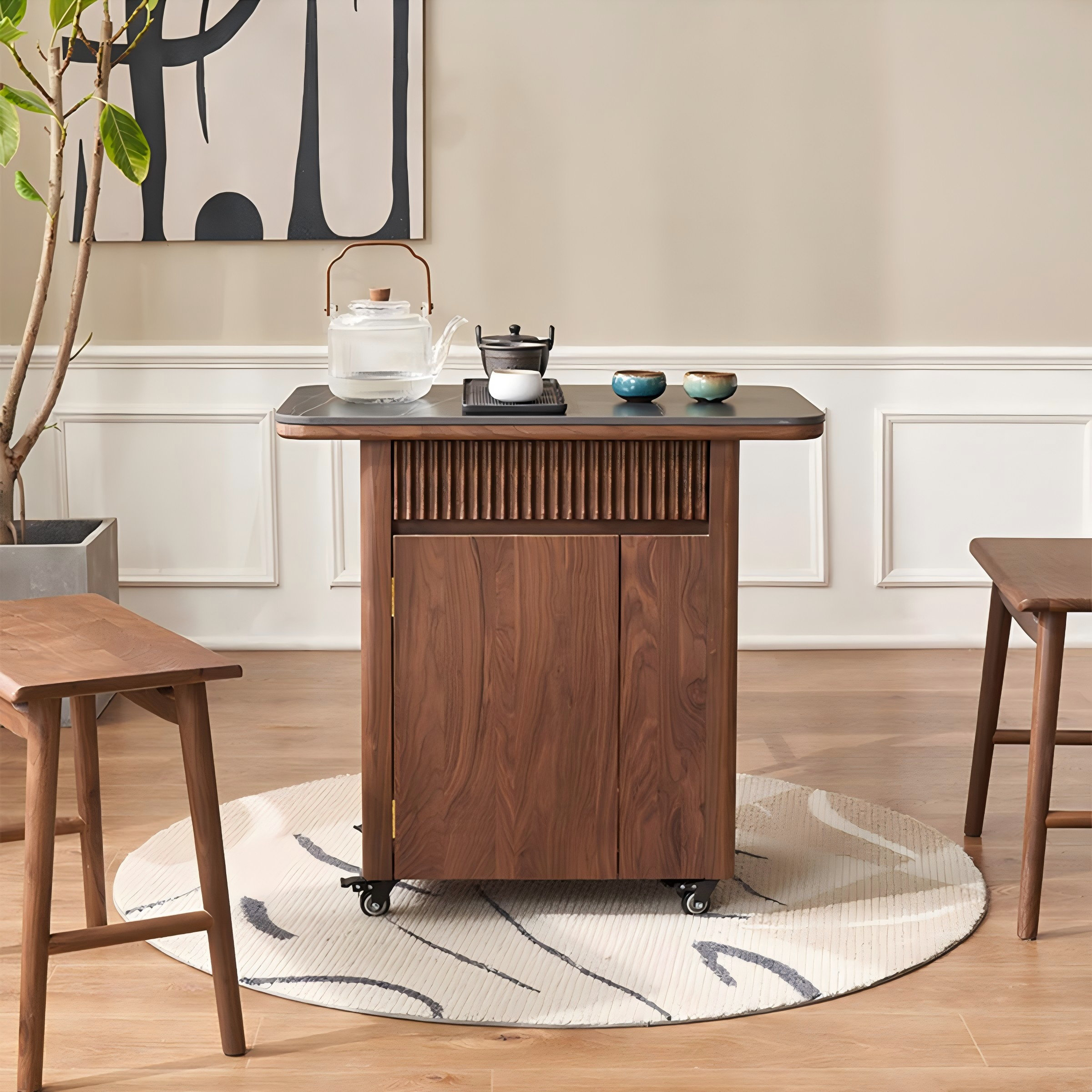 Tha Dream Team Solid Wood Mobile Side Table - Wayfair Canada