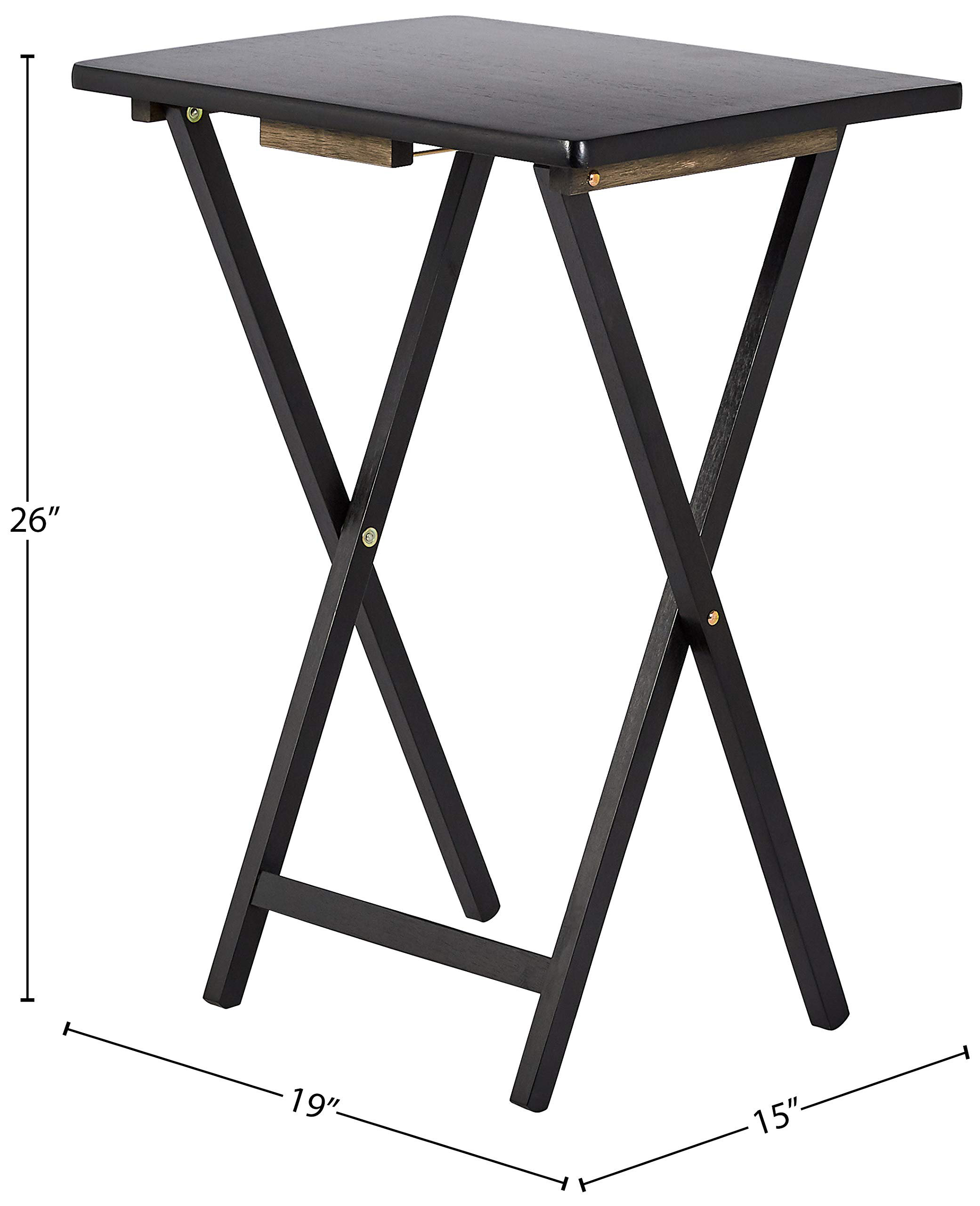 Gracie Oaks Classic Black Folding Tray Table Set - 4 Durable Trays With ...