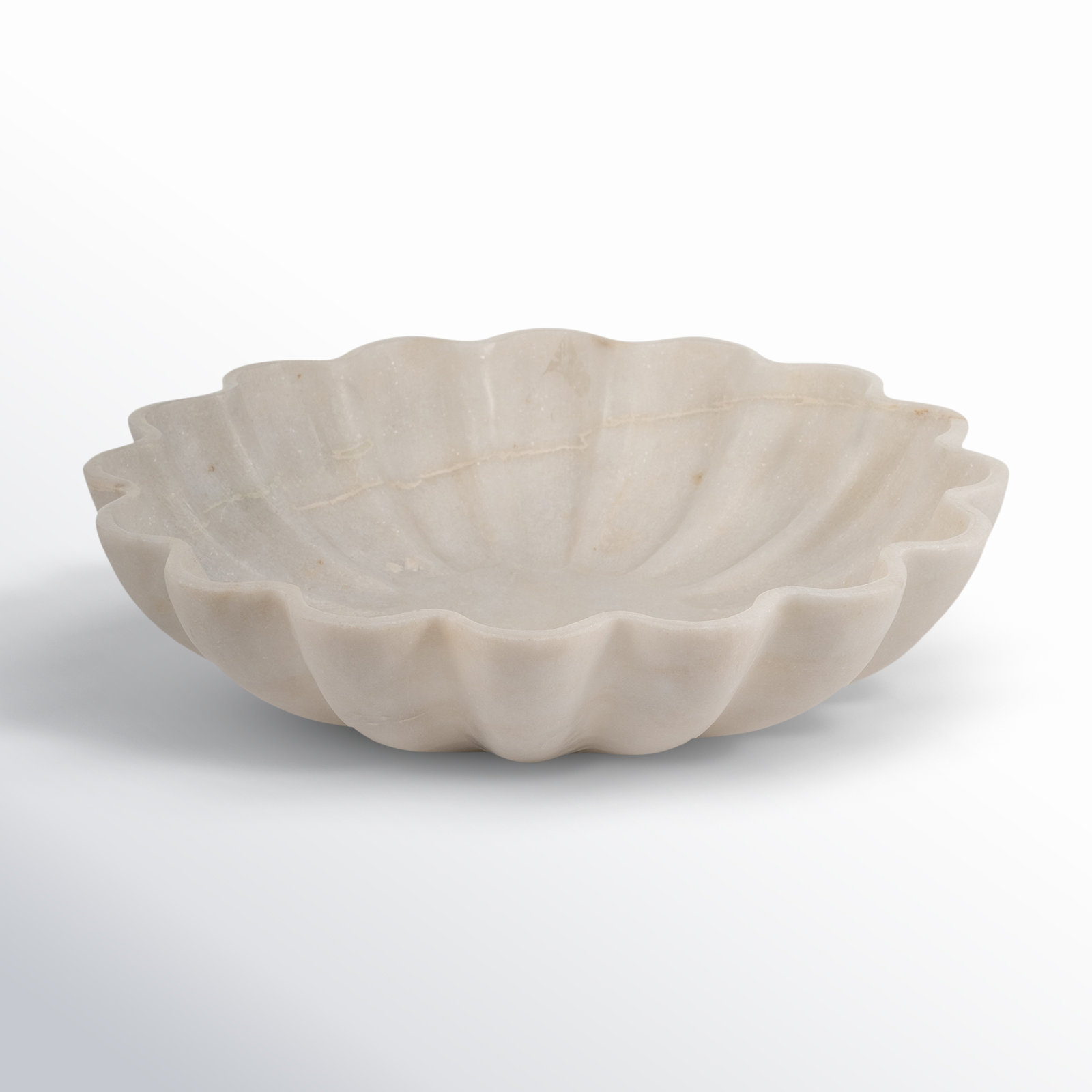 Birch Lane™ Marble, 12"D Shell Shaped Tray, White, Round | Wayfair