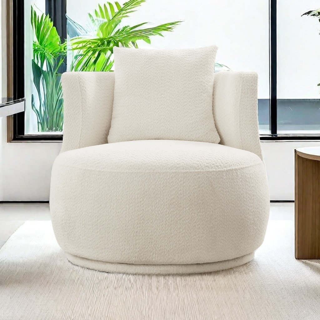 Latitude Run® 32" Width Boucle 360° rotating chair Upholstered Living ...