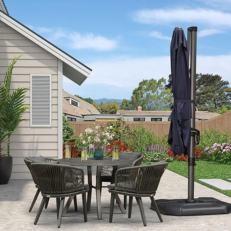 Arlmont & Co. Patio Cantilever Square Umbrella, Aluminum Shade with 360 ...