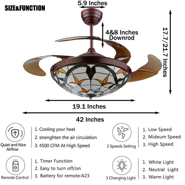 Amcor 42'' Ceiling Fan with Light Kit | Wayfair