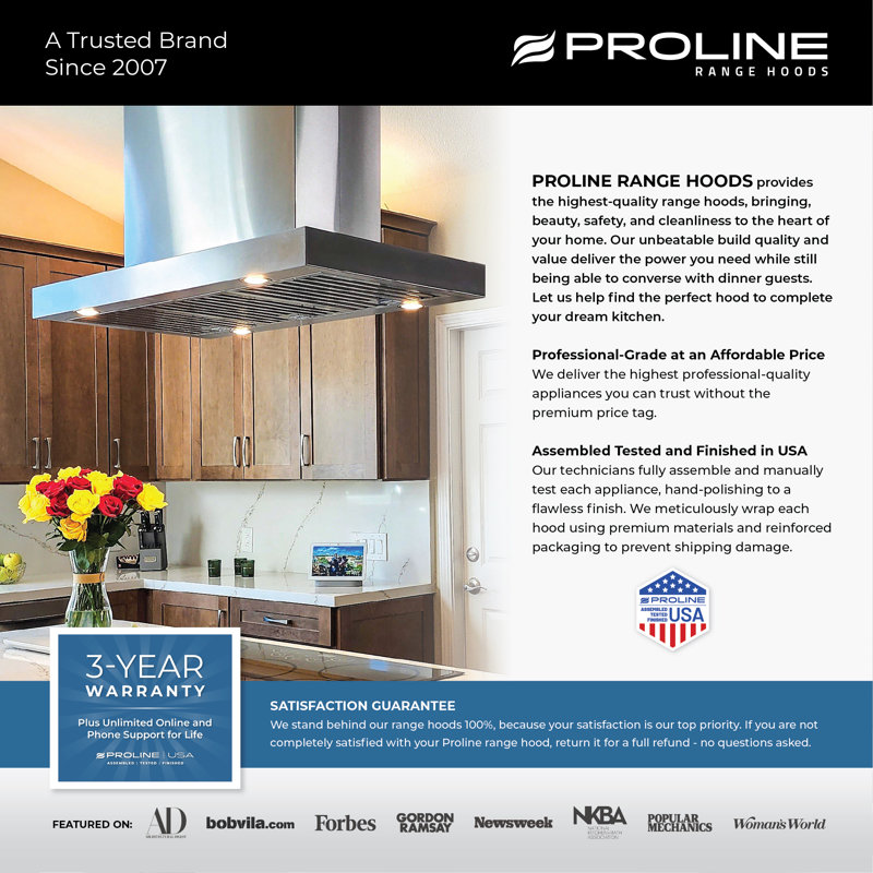 ProLine Range Hoods 24" 600 Cubic Feet Per Minute Ducted (Vented ...