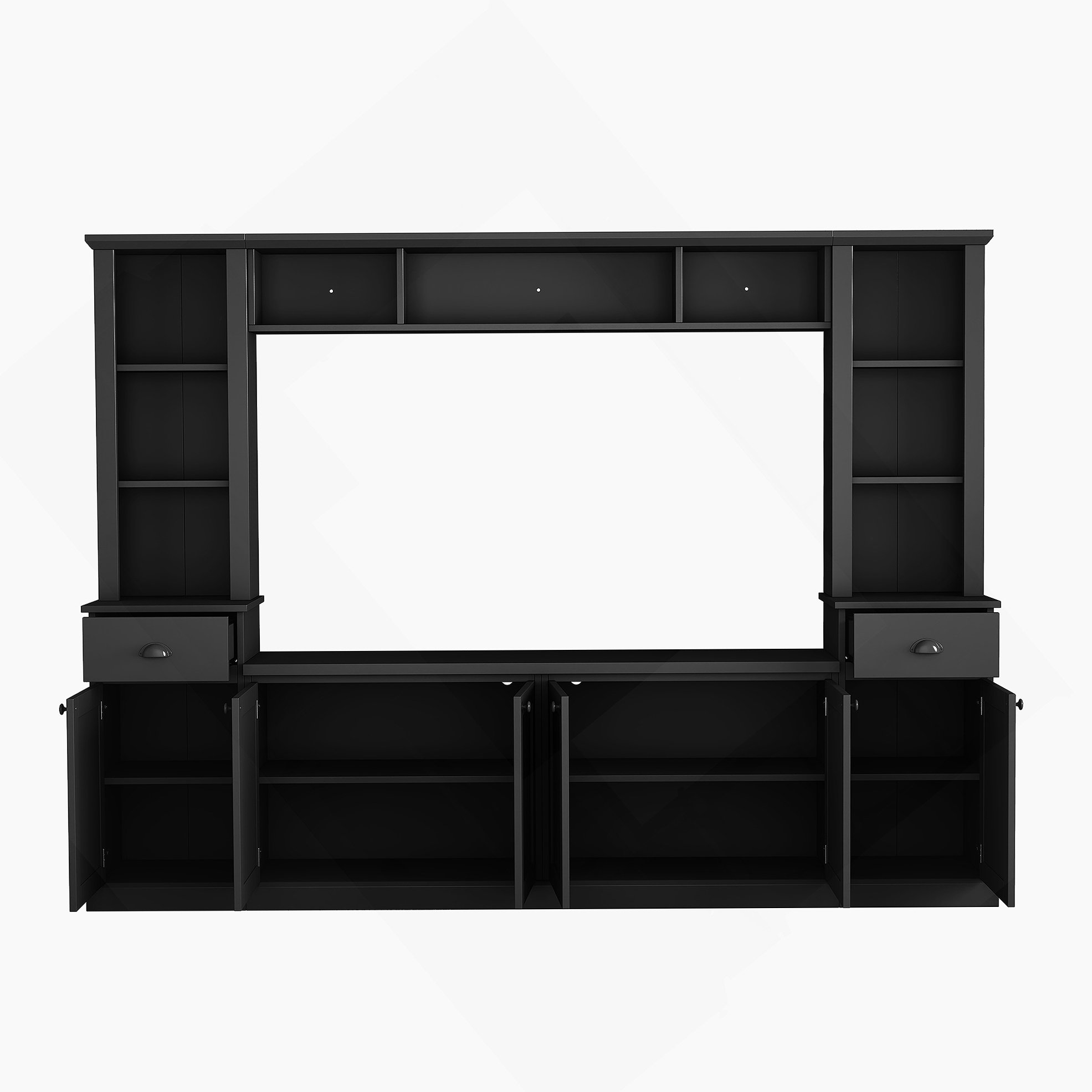August Grove® Minimalist Entertainment Wall Unit Set With Bridge For ...