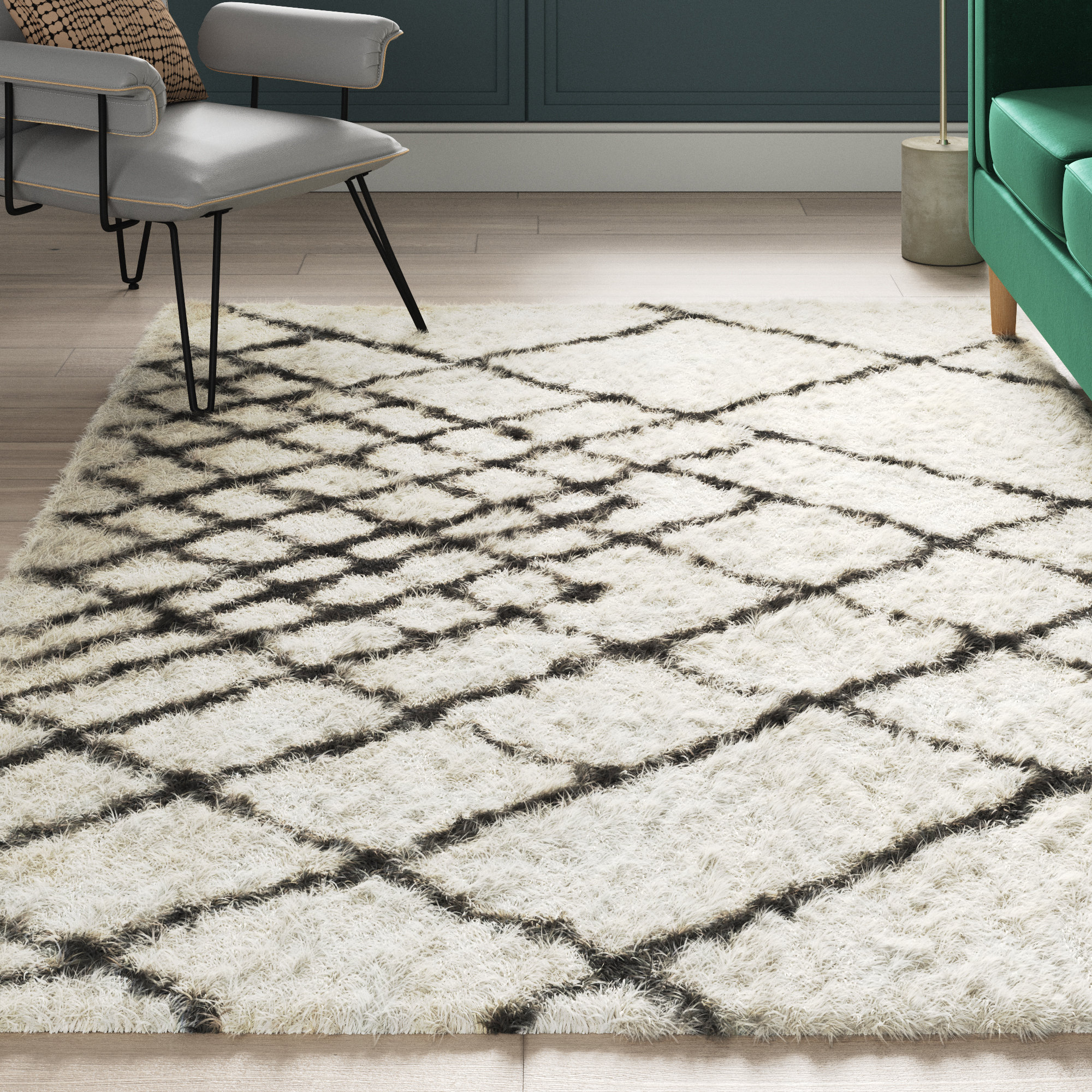 Union Rustic Aderita Toronto Shag Hand Tufted Performance Geometric Rug ...