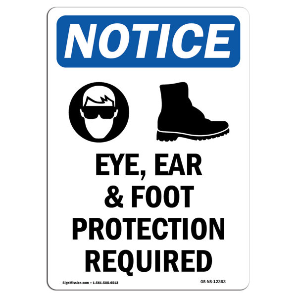 SignMission Eye Ear and Foot Protection Sign | Wayfair