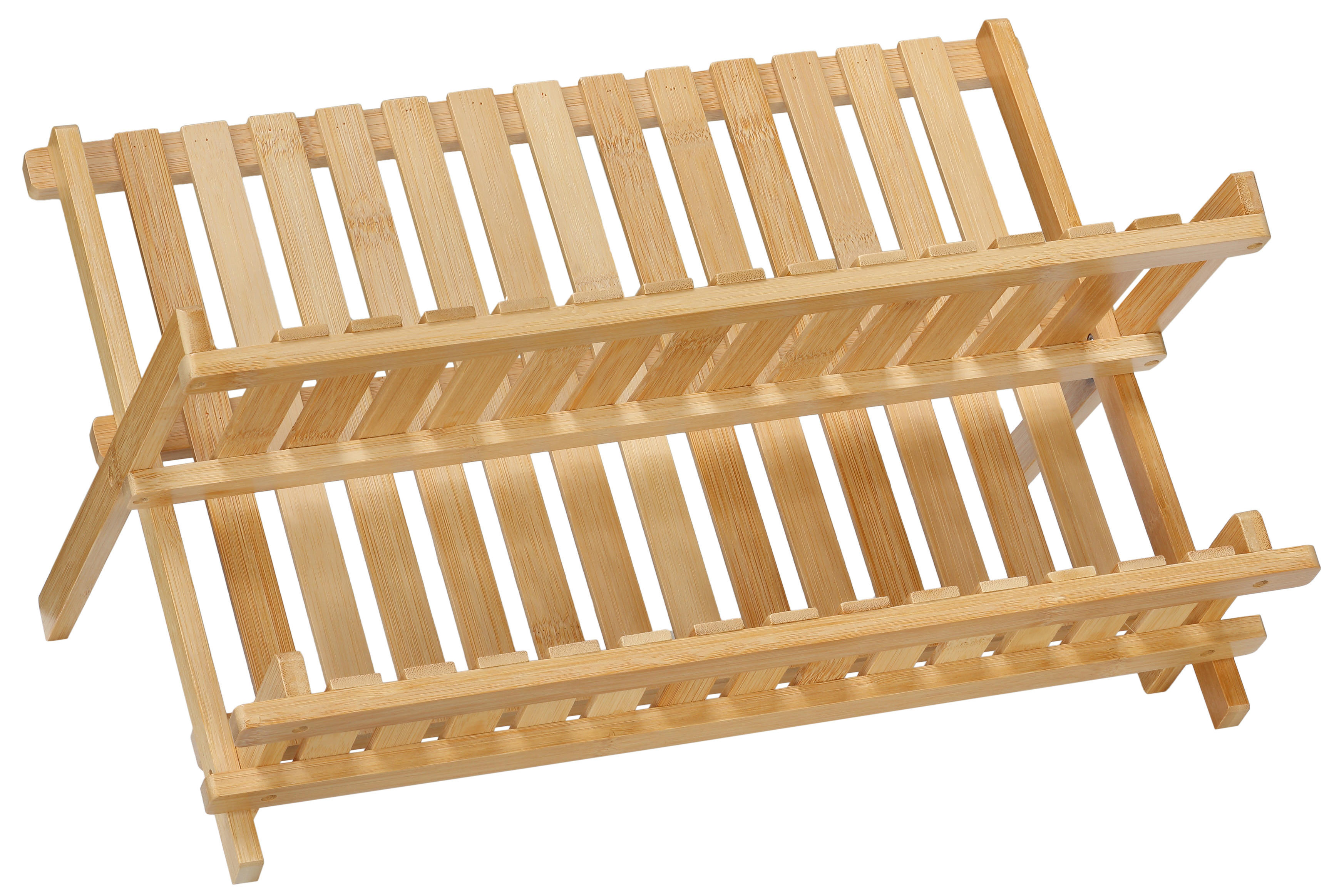 Cortesi Home Rella Natural Bamboo Folding 2 Tier Dish Rack & Reviews ...