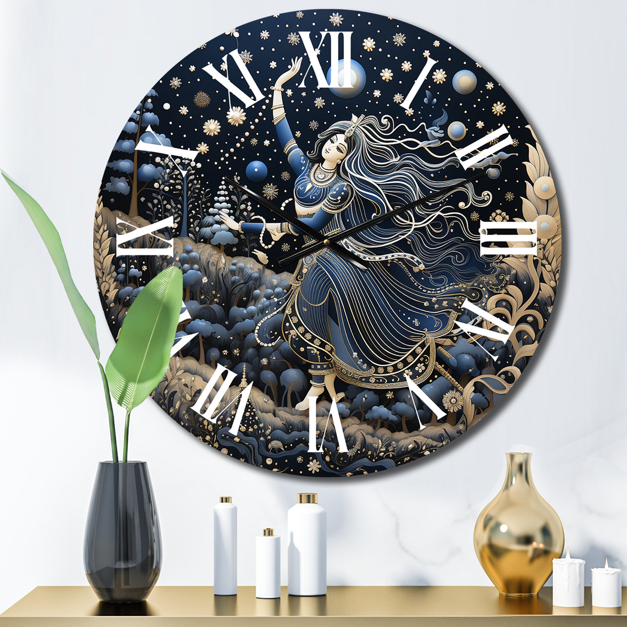 East Urban Home Hinduisim Art Cosmic Dance I - Spiritual Wall Clock ...