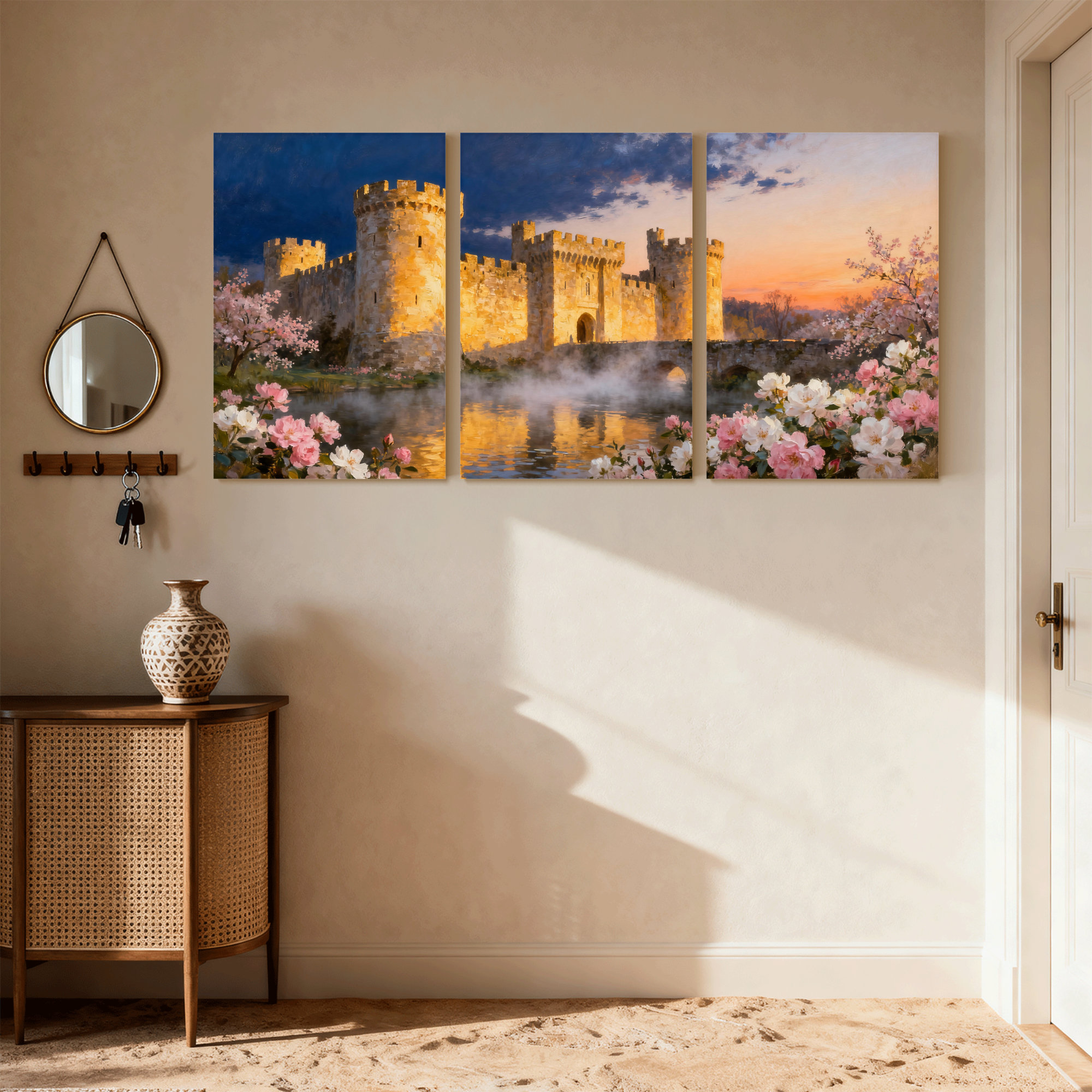 Winston Porter Mid-Century Castle Reflections Spring Blossoms Sunset ...