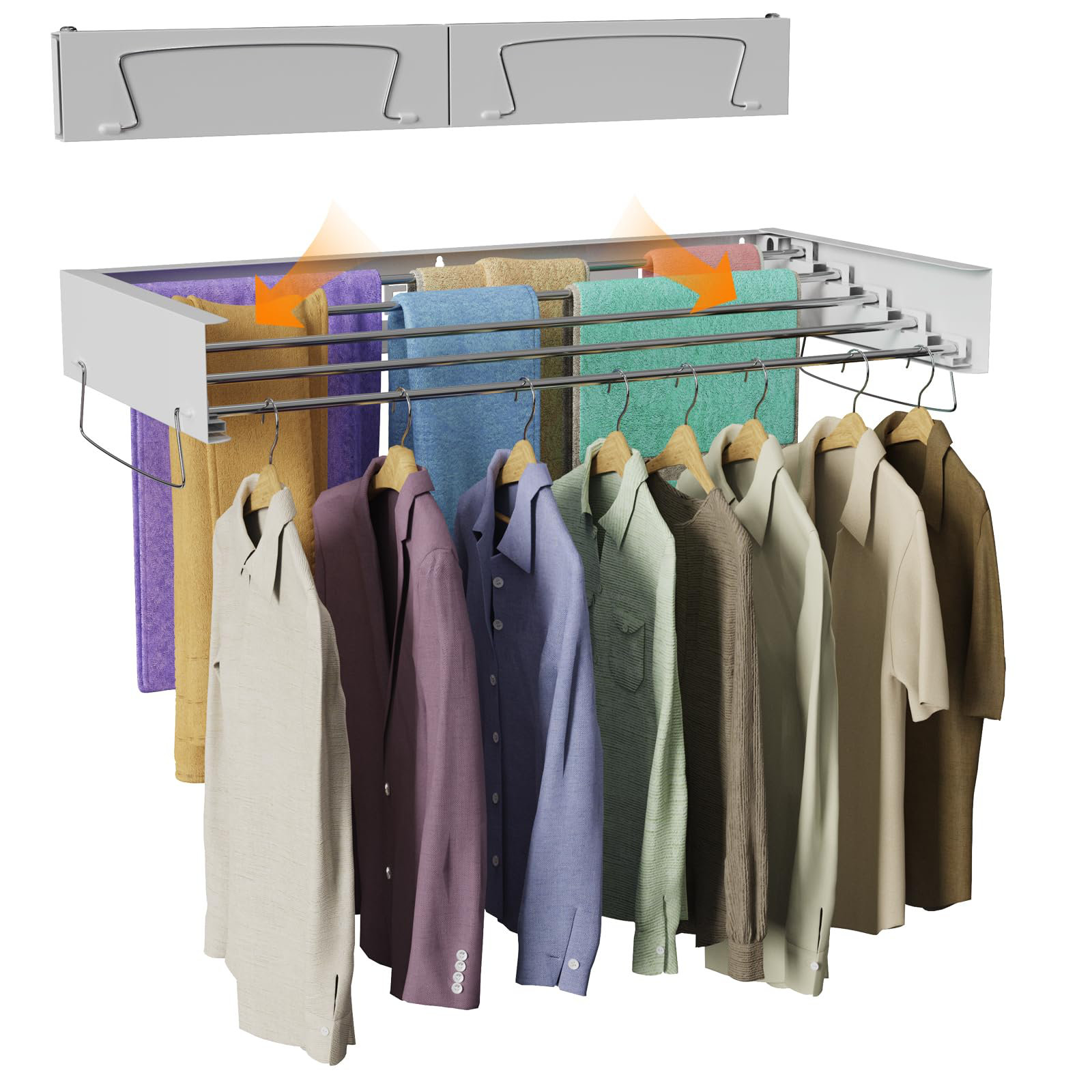 Rebrilliant Stainless Steel Foldable Laundry Drying Rack With 2 Towel ...
