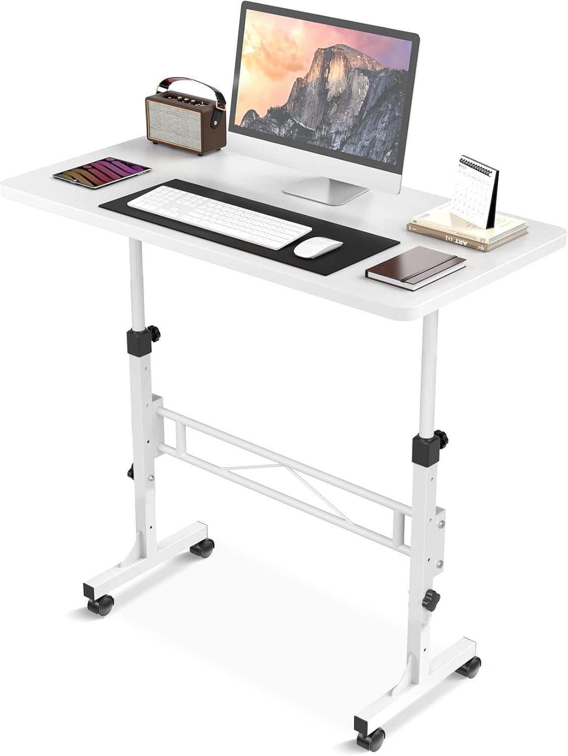Latitude Run® Small Standing Desk Adjustable Height, Mobile Stand Up ...