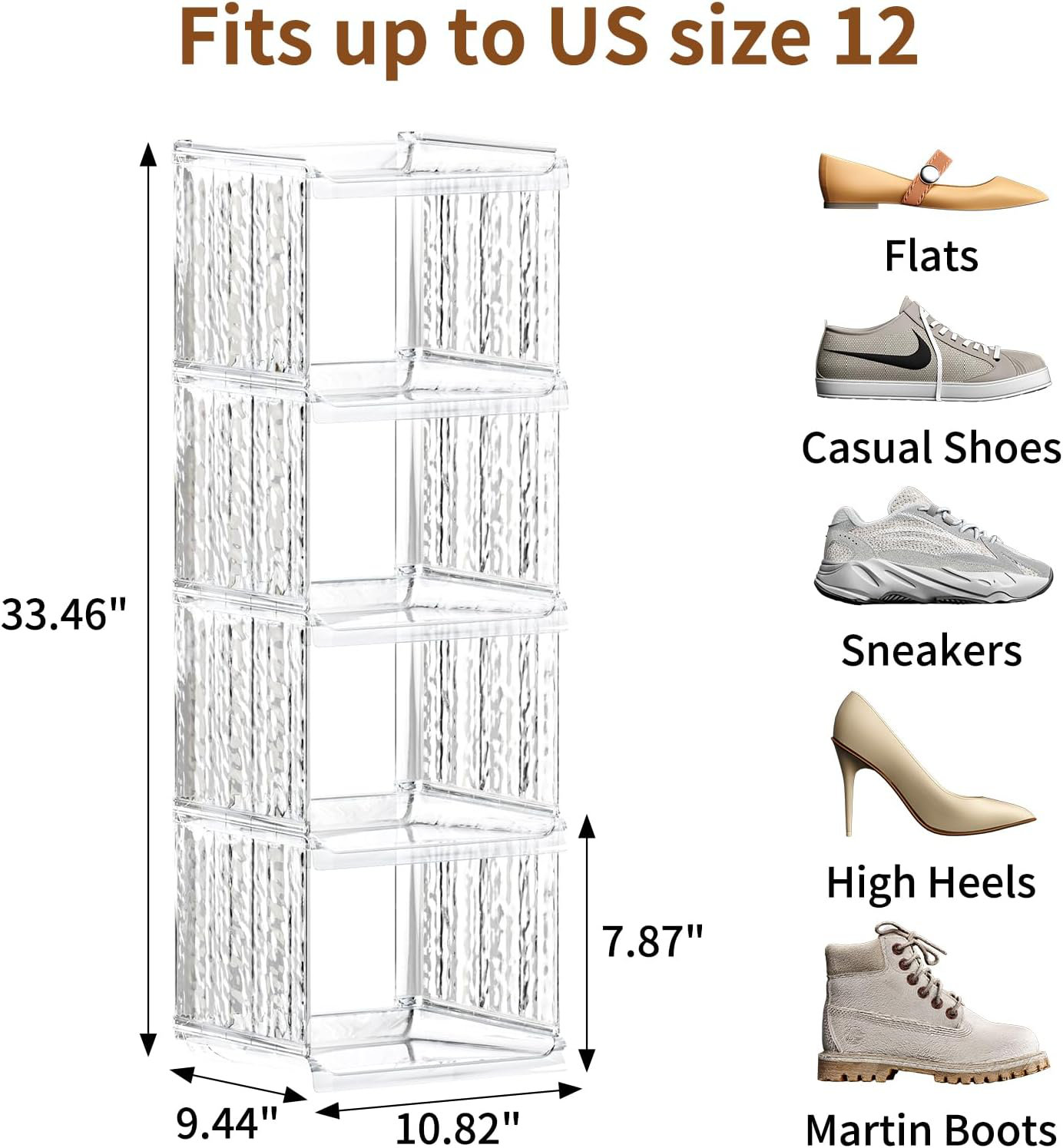 Ivy Bronx Shoe Rack For Closet - 5 Tier Vertical Ice Clear Shoe Rack ...