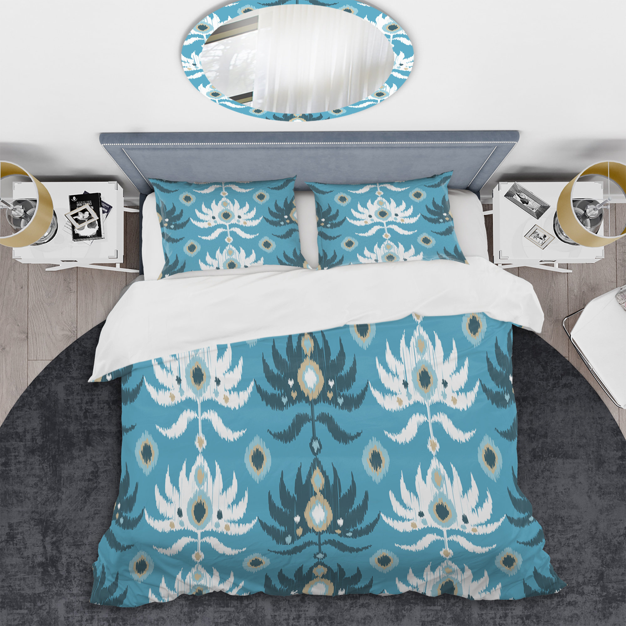 Design Art Blue And White Ethnic Pattern - Patterned Duvet Cover Set ...