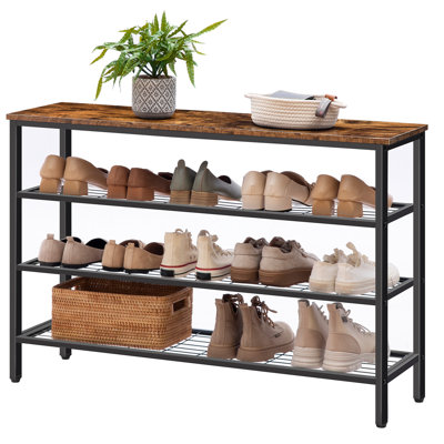 17 Stories 5 Tier 18 Pair Shoe Rack With Storage Box and Hooks ...