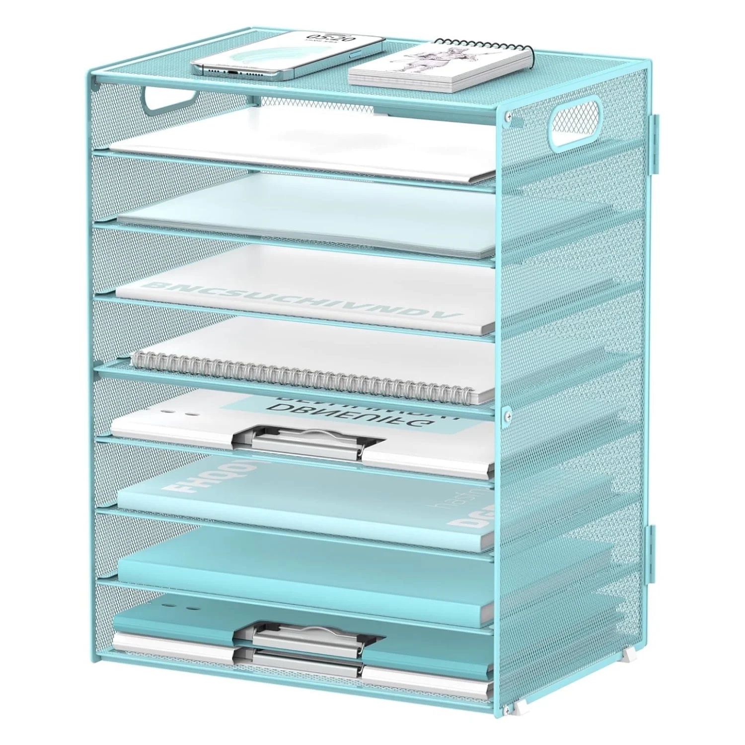 George Oliver 9-Tier Metal Paper Tray Desk Organizer With Handles, Desk ...