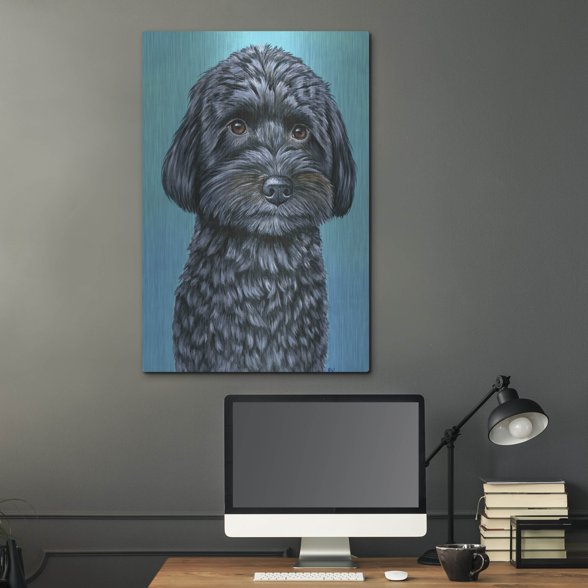 Winston Porter 'Cute Schnoodle On Teal' by Rebecca Wang Art Metal Wall ...