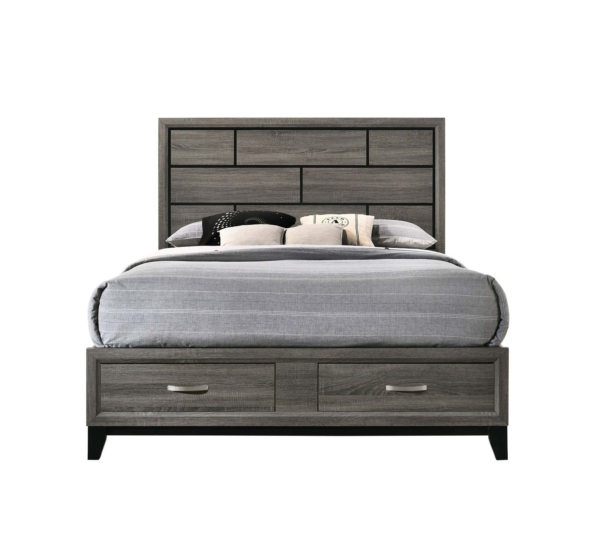 Rosdorf Park Bed Frame With Horizontal Line Design Headboard And ...