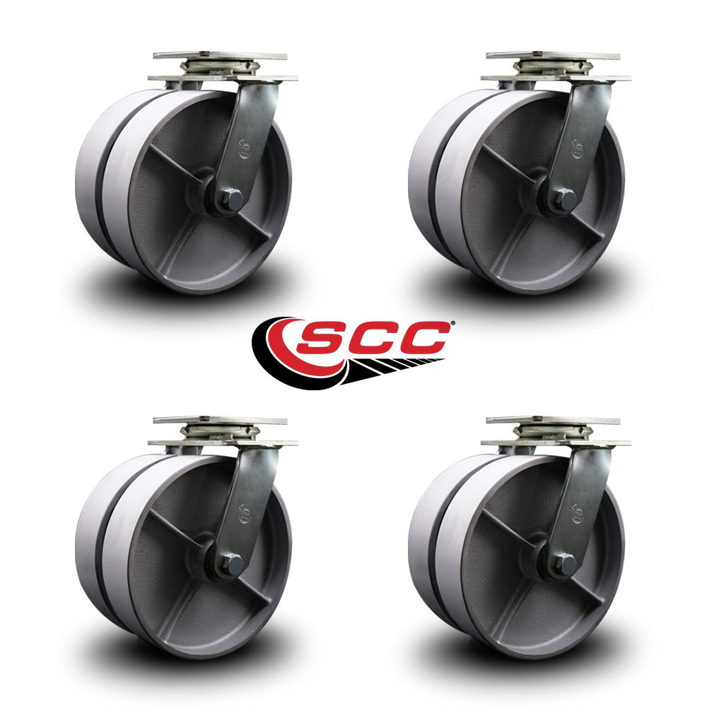 Service Caster 8 Inch Dual Semi Steel Wheels Swivel Caster Set with ...