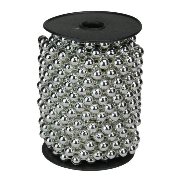 Northlight 33' Shiny Silver Round Beaded Christmas Garland - Unlit ...