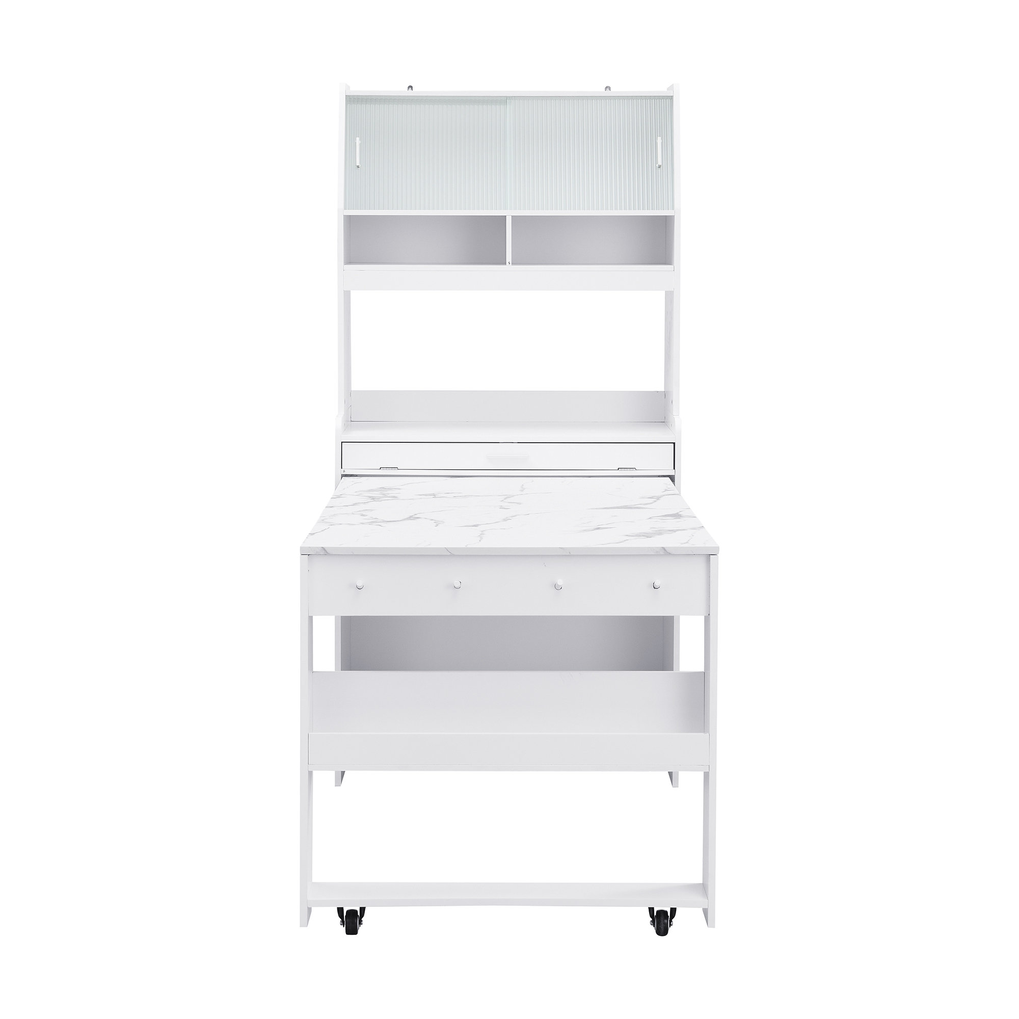 Latitude Run® Sideboard with Pull-Out 50.4" Dining Table and Hutch ...