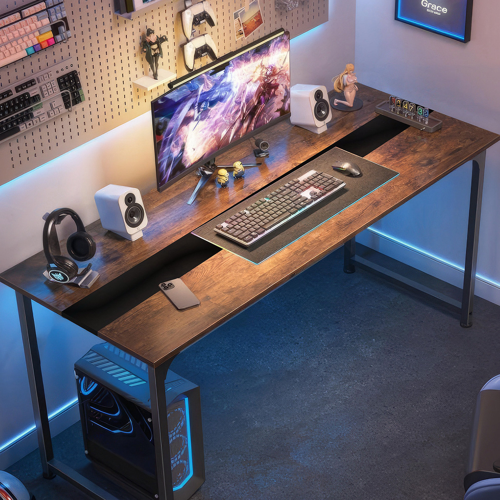 17 Stories Computer Desk Large Office Desk, Gaming Desk Writing Desk ...