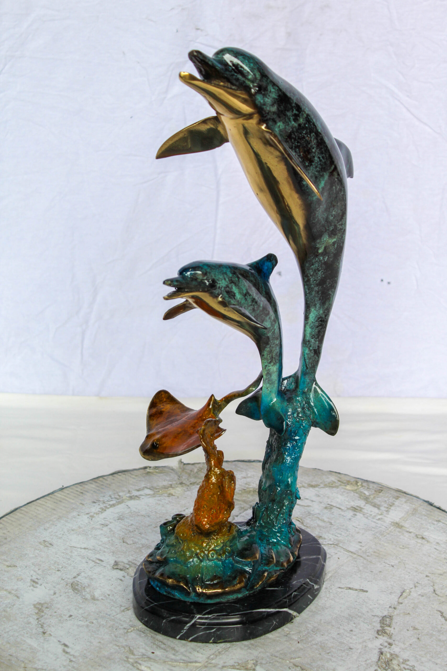 Red Barrel Studio® Bronze Dolphins and Mermaid Statue Ocean Fantasy ...