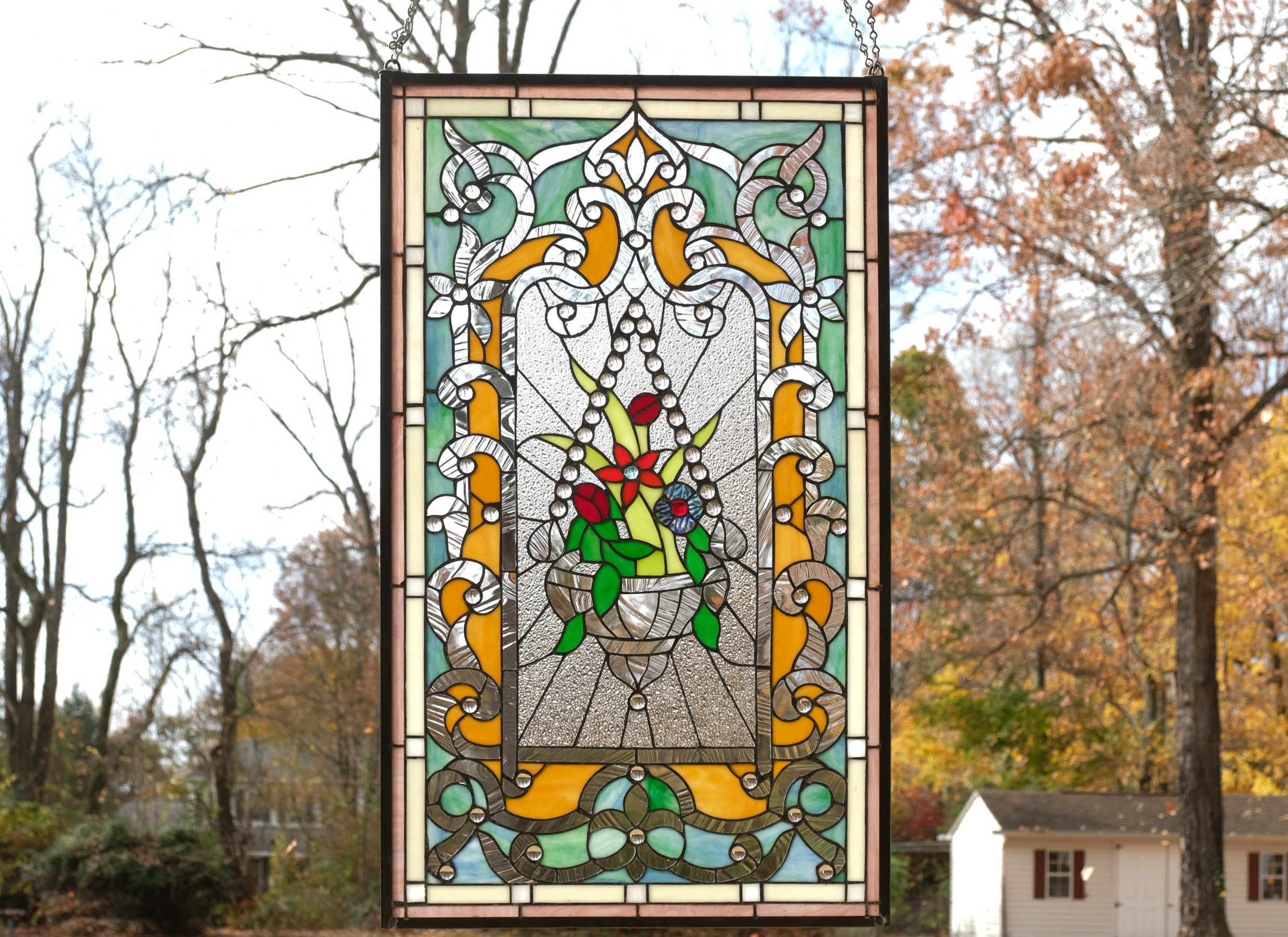 Fleur De Lis Living Large Stained Glass Window Panel | Wayfair