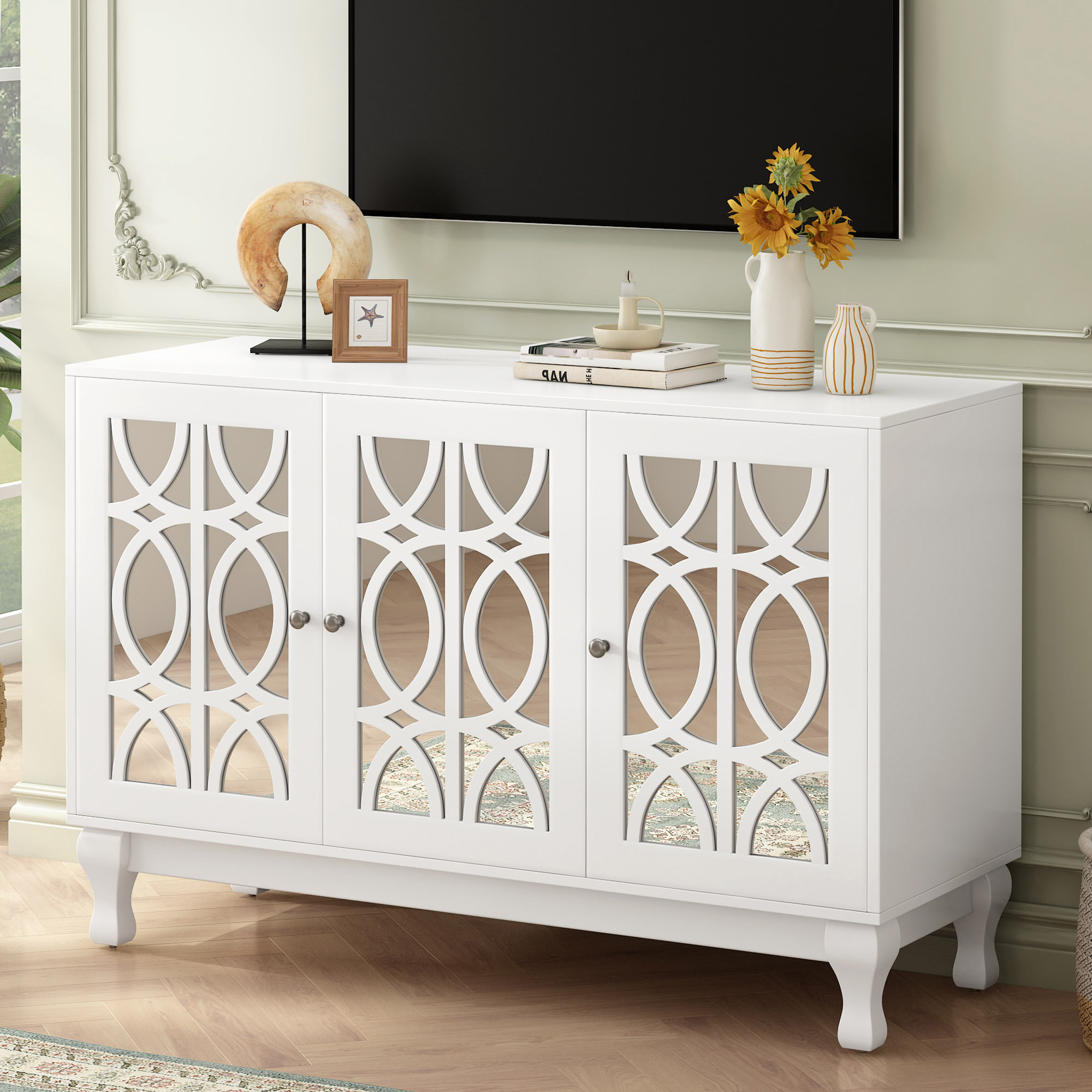 Lark Manor™ Modern Mirrored TV Stand For TV Up To 55 Inches ...