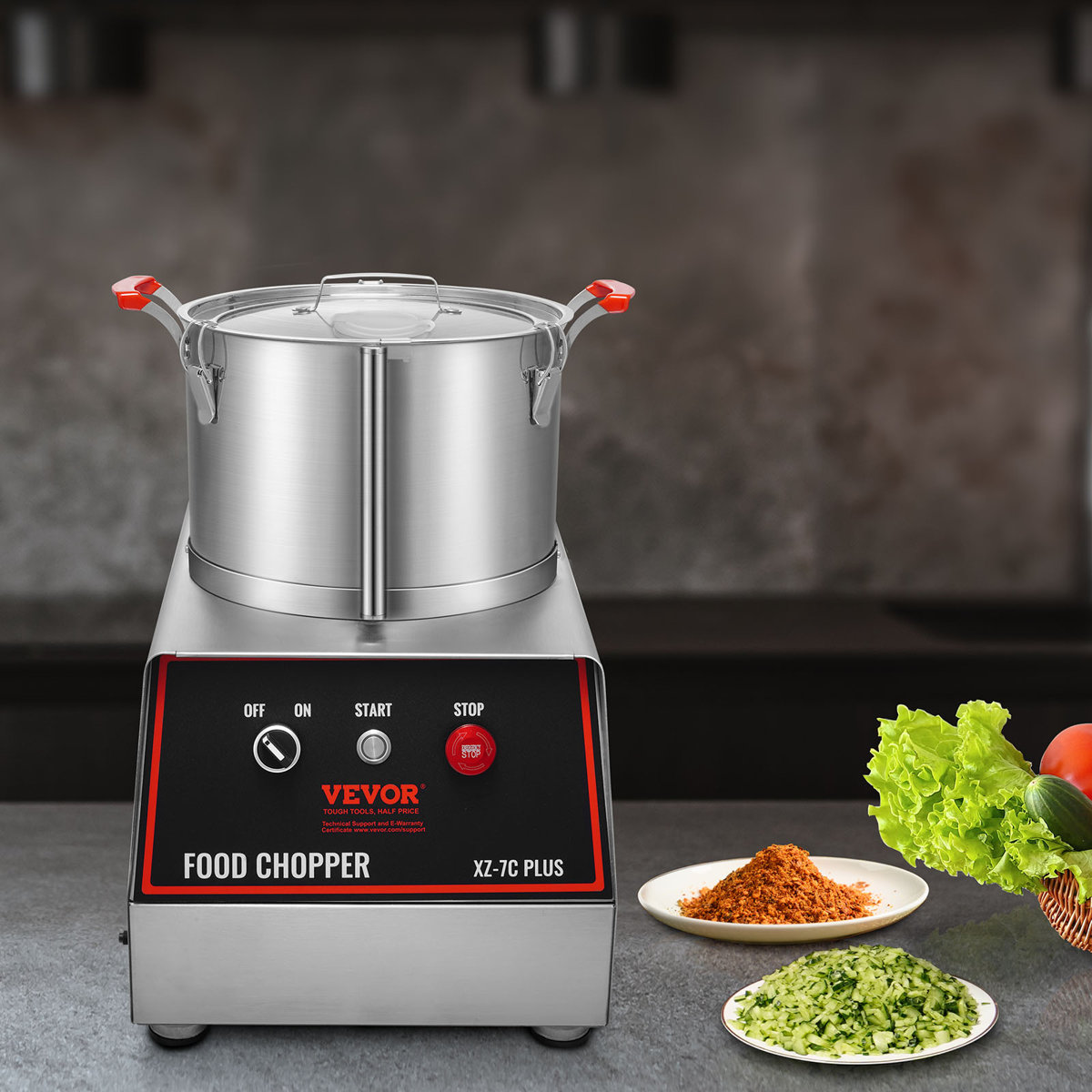 VEVOR Food Processor and Vegetable Chopper 750W 7 Quart Stainless Steel ...