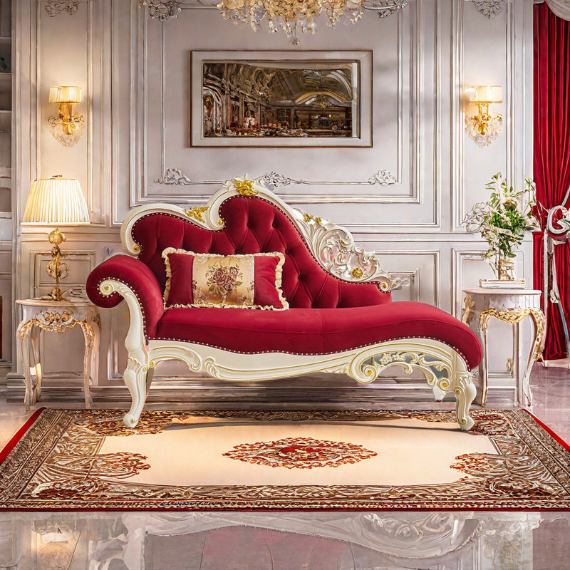 Romero European Style Solid Wood Indoor Chaise Lounges Upholstered ...