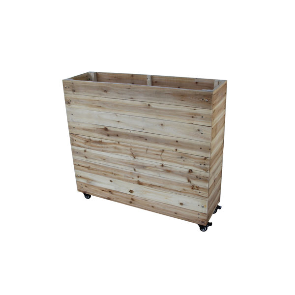 Union Rustic Kydon 40" x 12" Indoor/Outdoor Mobile Wood Planter with ...
