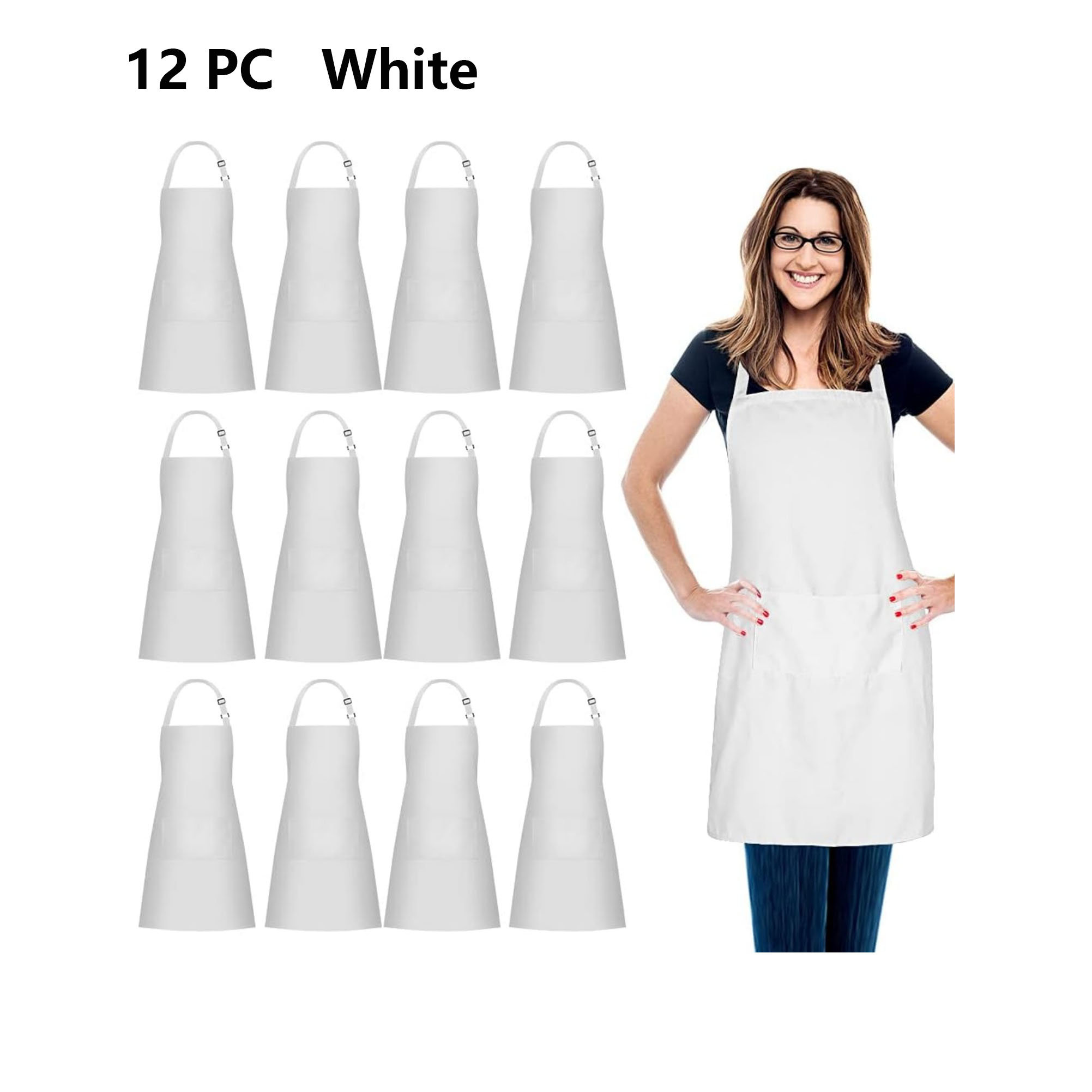 Ebern Designs 12 Pack Cotton Aprons Bulk With 2 Pockets Cooking Chef ...