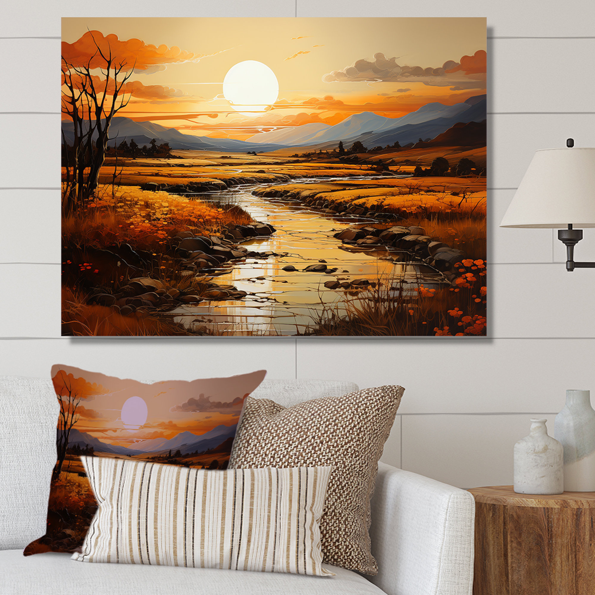 Design Art Golden Hour In Country Fiels - Countryside Wall Art Prints ...