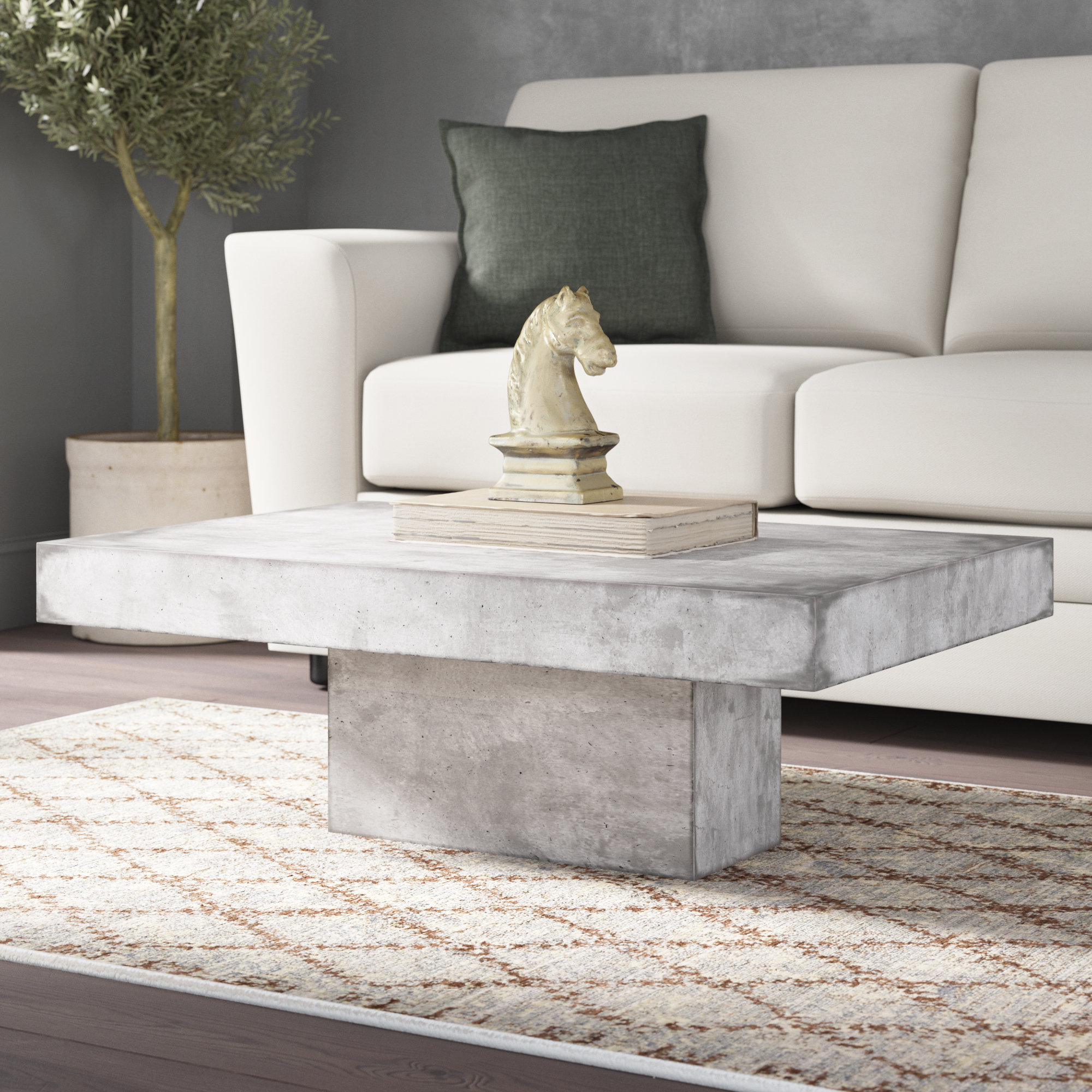 AllModern Kareen Concrete Pedestal Coffee Table & Reviews - Wayfair Canada